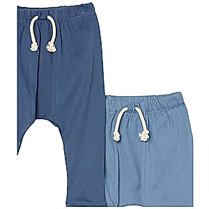 HonestBaby 2-Pack Honest Pants Joggers Pull on 100% Organic Cotton for Infant Baby and Toddler, Boys, Girls, Unisex , 2-Pack Ombre Blues, 6-9 Months