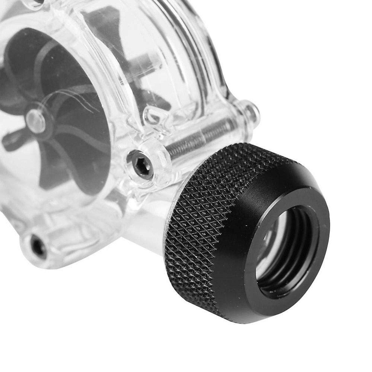 Female to Female Transparent Measuring Indicator G1/4" Water Meter 8 Impellers PC Water Cooling Flowmeter Tube Connectors Acrylic + Silicone(Black)