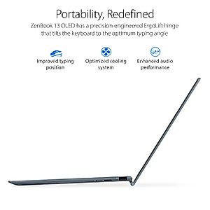 ASUS ZenBook 13 OLED Ultra-Slim Laptop, 13.3” OLED FHD NanoEdge Bezel Display, AMD Ryzen 5 5500U, 8GB LPDDR4X RAM, 512GB PCIe SSD, NumberPad, Wi-Fi 5, Windows 11 Home, Pine Grey, UM325UA-DH51