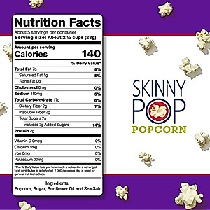 SkinnyPop Popped Sweet & Salty Kettle Popcorn, Gluten Free, Vegan Popcorn, Non-GMO, Healthy Popcorn Snacks, Halloween Snacks for Kids, Skinny Pop, 5.3oz Grocery Sized Bag