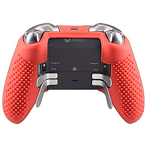 Antil-Slip Silicone Controller Cover Protective Case for Xbox One Elite Controller Soft Cover Skin with 2 Thumb Grips(Red)