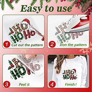 Christmas Iron on Decals for Clothing HTV Heat Transfer Stickers 12pcs Iron on Patches Buffalo Plaid Sticker for Clothes Bag Pillow Covers DIY Decorations (Christmas Red-12pcs)