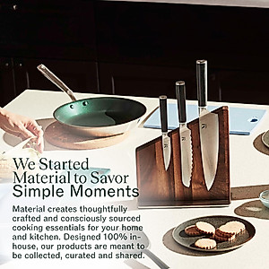 Material Knife Stand, Magnetic Wood Modern Knife Block for Safe Storage and Display of Knife Sets, Large Capacity for 10 knives, Walnut
