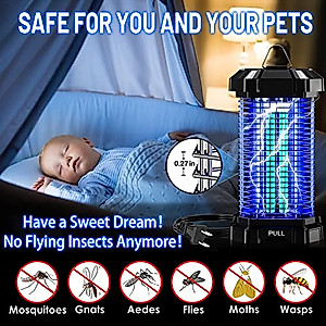 Petoor Bug Zapper Outdoor, 4250V 18W Mosquito Zapper Outdoor with Long Power Cord, Waterproof Electric Insect/Fly Trap Zapper Killer for Home Backyard Garden Patio - Black