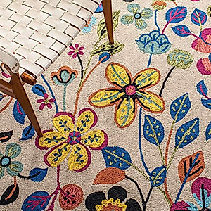 SAFAVIEH Four Seasons Collection 2'6" x 4' Ivory/Multi FRS427A Hand-Hooked Floral Accent Rug