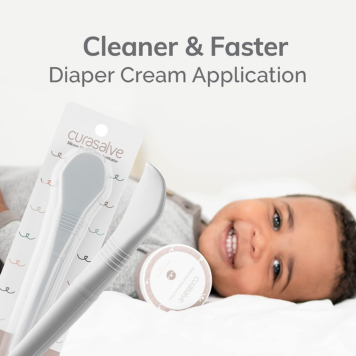 CURASALVE - Diaper Cream Spatula, 2 Pack Baby Diaper Cream Applicator, Soft Flexible Silicone Brush, Grey