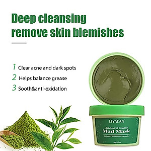 LIYALAN Face Clay Mask Set(1.76 oz/4 pack),Matcha Facial Mud Mask, Eggplant Rose Face Mask Skin Care, Turmeric Acne Facial Masks Gifts for Women, Deep Cleansing(Pink)