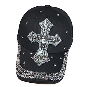 Popfizzy Bling Baseball Cap for Women and Girls, Fun Bedazzled Hats, Shiny Rhinestone Denim and Diamond Hat, Sparkly Gifts