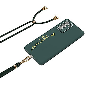 for Oppo Reno 6 4G Reno 6 5G Reno 6 pro Phone Case Ultra-Thin fit Soft Silicone Anti-Scratch Lanyard Lens Film Bronzing Phone casefor for Oppo Reno 6 4G Reno 6 5G Reno 6 pro (Green,Reno 6 pro)