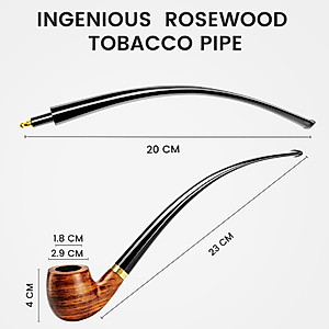 SPIPER Churchwarden Tobacco Pipes, Handmand Pearwood Tobacco Pipe, Acrylicmouthpiece for Smoking，Beginner Pipe Kit with Pipe Cleaners, Pipe Scraper,Best Gift For Man&Women