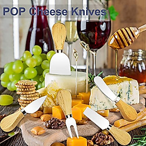 10Pcs Cheese Knives, Premium Cheese Knife Set for Charcuterie Board, Mini Steel Stainless Cheese Knife, Cheese Spreader, Cheese Fork with Wooden Handle for Charcuterie Knife Set