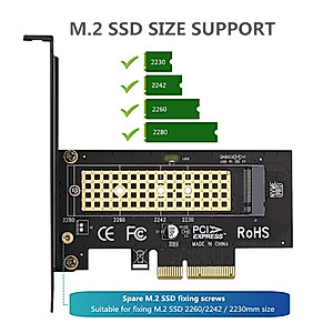 M.2 NVME to PCIe 3.0 x4 Adapter with Aluminum Heatsink Solution