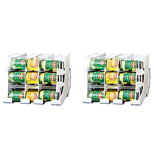 FIFO Countertop Can Tracker Hold Up To 54 Standard 10 to 15 Oz Can Sizes, White Stackable & Adjustable Can Organizer for Pantry | Rotating Canned Food and Soda Storage Kitchen Organizer (2 Pack)