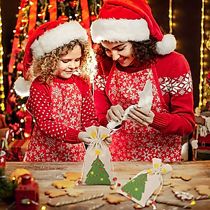 10 Pieces Small Christmas Drawstring Gift Bags 5x9 Inches Burlap Gift Bags Christmas Santa Snowman Linen Candy Bag Sacks for Xmas Holiday Party Favors