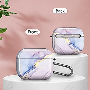 Fintie Case for AirPods 3 (2021), [Sleek Shield] Slim Soft TPU Durable Shockproof Portable Protective Cover Skin with Keychain for AirPods 3rd Generation Charging Case, Glittering Marble