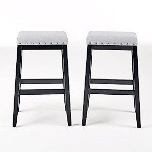 Great Deal Furniture Blair Contemporary Farmhouse Upholstered Fabric Barstools (Set of 2)