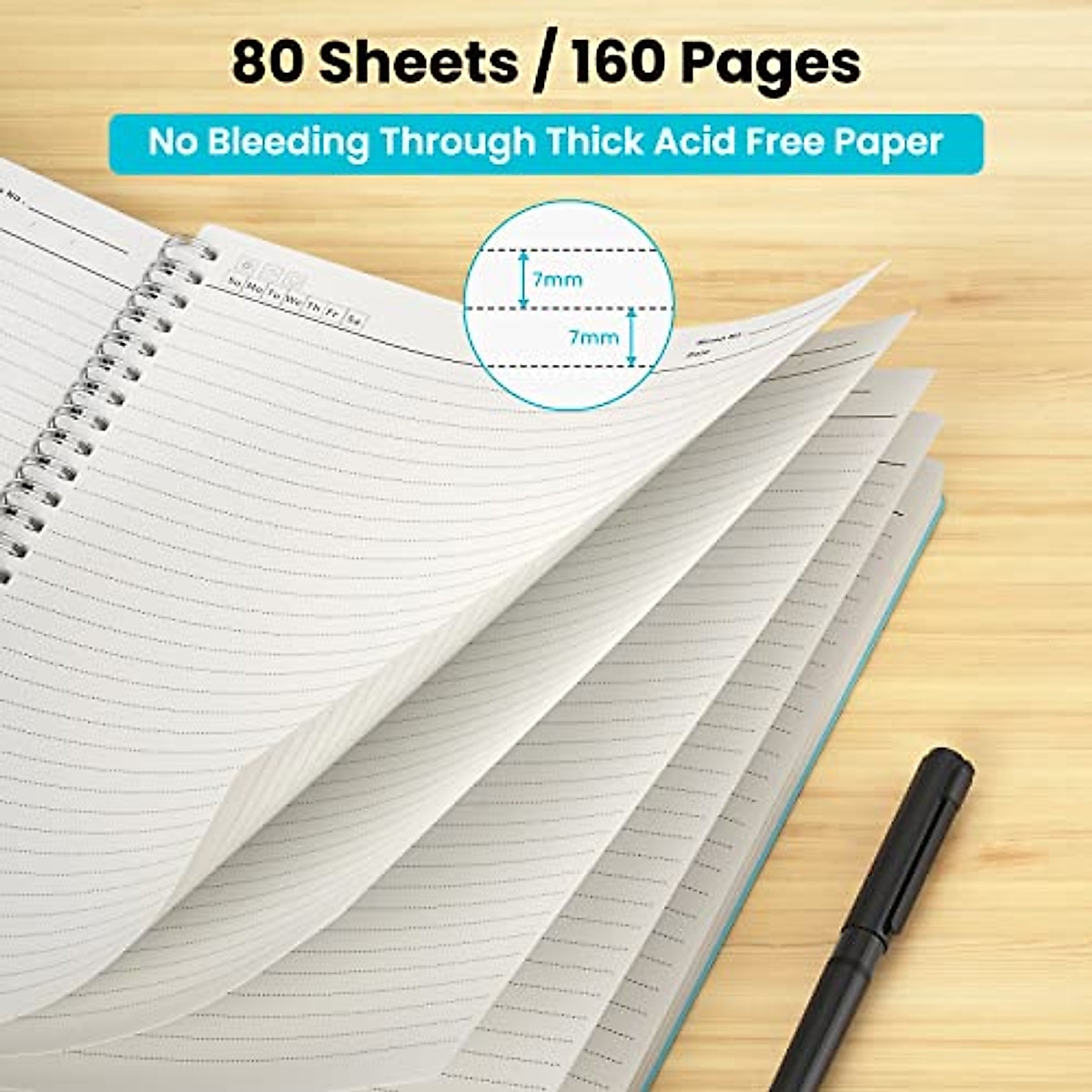 SOILHQ 4 Pack Spiral Notebook - A5 Lined Journal Notebook 7mm College Ruled Paper 5.7 x 8.3 inches Notebooks for School 80 Sheets/160 Pages,Journals for Work,Study and Notes
