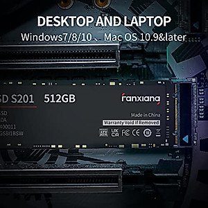 fanxiang S201 512GB M.2 SSD 2280 SATA III 6Gb/s Internal Solid State Drive, SLC Cache for Speed Boost, Read Speed up to 550MB/sec, Compatible with Laptop and PC Desktops(Black)