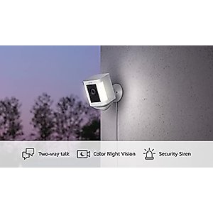 Introducing Ring Spotlight Cam Plus, Plug-in | Two-Way Talk, Color Night Vision, and Security Siren (2022 release) - White