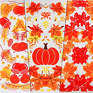 DERAYEE 120 Pieces Fall Cellophane Treat Bags, Fall Gift Bags Goodie Bags of Fall leaves for Kids Autumn Party Favor Supplies