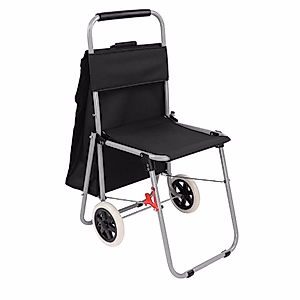 The ArtComber Folding Big Wheeled Portable Rolling Chair/Art Cart with Storage - Black