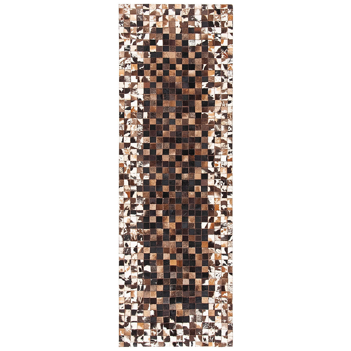 SAFAVIEH Studio Leather Collection 2'3" x 7' Beige/Brown STL803B Handmade Mid-Century Modern Leather Runner Rug