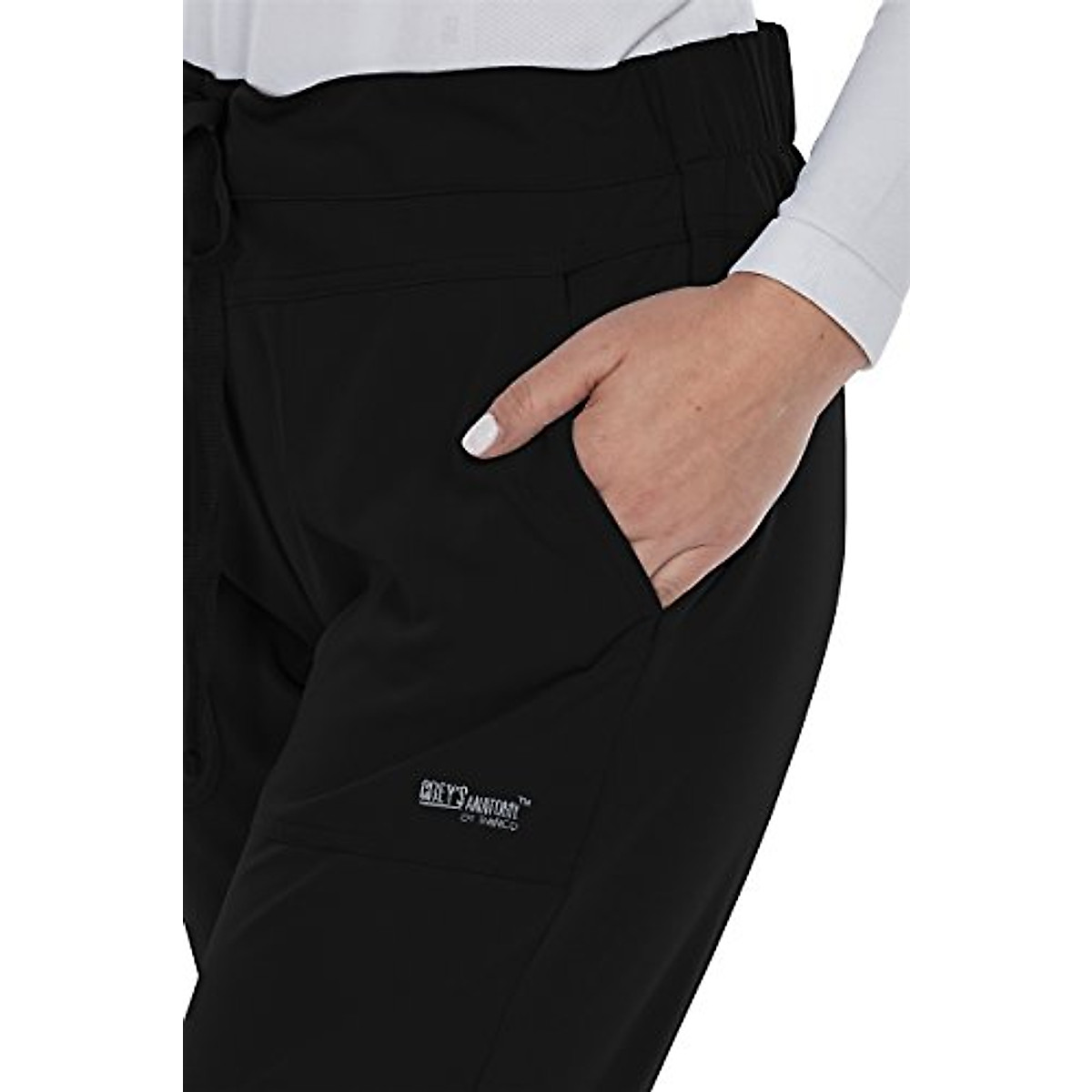 Grey's Anatomy Signature Women's 3 Pocket Low Rise Scrub Pant, Black, Medium