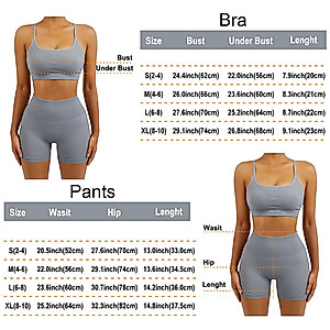 SUUKSESS Women Seamless 2 piece Workout Sets Strappy Padded Sports Bra Booty High Waisted Shorts Outfits (Black,M)