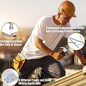 KURUI 700PCs Small Nails for Hanging Pictures Assortment Kit & 8oz Small Hammer, Mini Hammer Set with Hardware Nails Assorted Set, 280 Wall Nails & 280 Finishing Nails