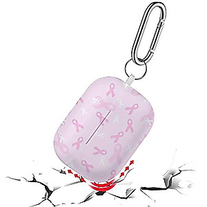 Art-Strap Protective Case, Compatible with AirPods Pro - Shockproof Soft TPU Gel Case Cover with Keychain Carabiner Replacement for Apple AirPods Pro (Breast Cancer Awareness Pink Ribbon)
