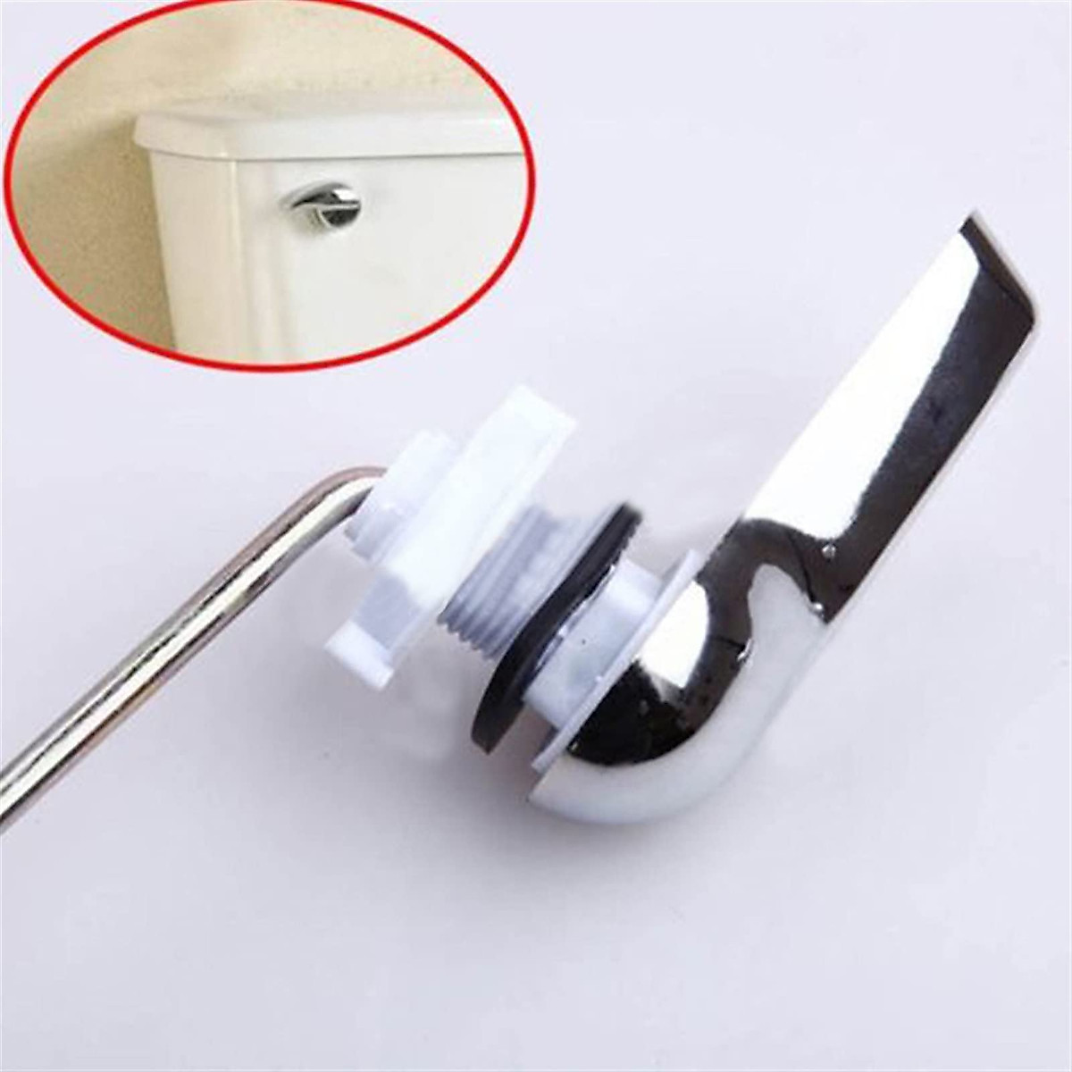 EGGPOD Toilet Push Button 1*Toilet Handle Toilet Switch Universal Toilet Tank Flush Lever Chrome Finish Toilet Handle Fits Replacement for Most Toilets