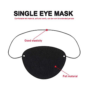YGDZ Eye Patch, 12pcs Soft Felt Eye Patches for Adults Kids, Adjustable Single Eye Mask for Lazy Eye, Black