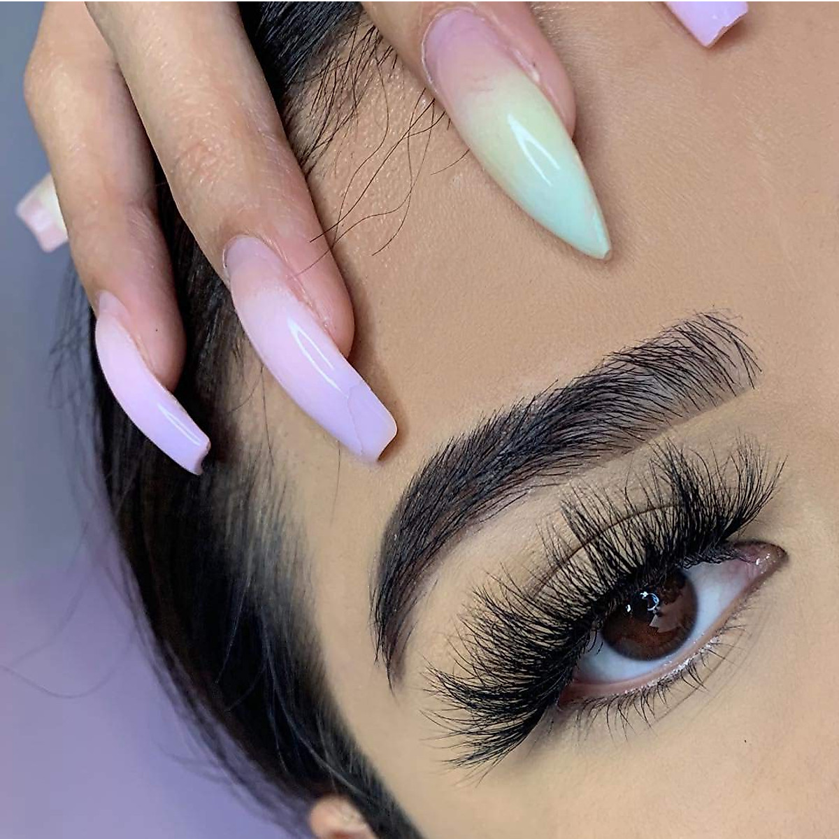 SKONHED 25mm False Eyelashes 8D Dramatic Look Mink Fluffy Long Hair Lashes 7 Pair Big Size Eyelashes (003）