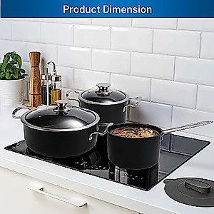 Induction Pots and Pans, Stainless Steel cookeware set 6pcs With Lid, Induction Cookware For Oven & Dishwasher Safe
