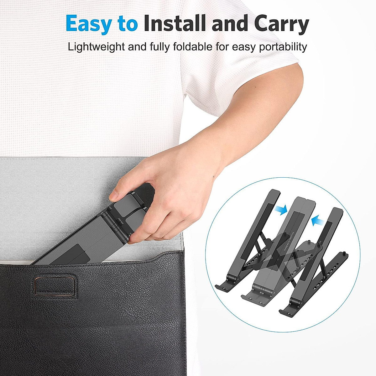 Portable Laptop Stand, OMOTON Laptop Stand for Desk Ergonomic 7-Levels Angles Adjustable Computer Stand, ABS Laptop Riser Holder Compatible with All Laptops and iPad(10-15.6")