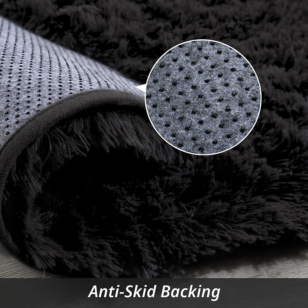 HOMBYS Shaggy Area Rug 9x12 Feet, Ultra Fuzzy Large Plush Faux Fur Carpet for Living Room Bedroom, Non-Skid Fuzzy Rug for Kids Playroom Home Decor, Black