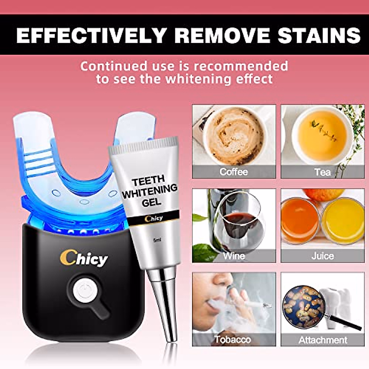 CHICY 2023 Upgraded Teeth Whitening Kit – Latest White Edition, Advanced Home Dental Whitening System with LED Light, Carbamide Peroxide Gel, Custom Trays - Safe, Effective, and Fast Results