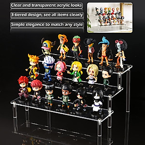 Acrylic Risers for Display, 2 Pack 3 Tier Clear Perfume Organizer Acrylic Display Riser Shelf for Amiibo Funko Pop Figures Collection, Dessert Cupcakes Holder Decoration Display Stand