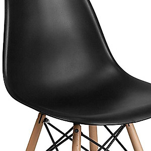 Flash Furniture Elon Series Black Plastic Chair with Wooden Legs