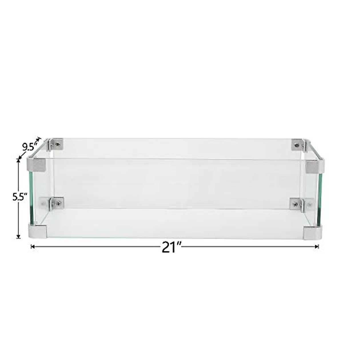 COSIEST Wind Guard Fence, Rectangle Tempered Glass Shield for Outdoor Fire Pit Table, 21x9.5x5.5 inches