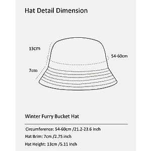 CZEVIP Black Faux Fur Bucket Hat Soft Warm Winter Fuzzyy Bucket Hat Fluffy Winter Hats for Women Men Furry Bucket Hat Unisex