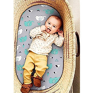 Stretch Fitted Bassinet Sheet Set BROLEX 2 Pack Cradle Sheets for Bassinet Pad/Mattress,Unisex Boys Girls,Ultra Soft,Elephant & Whale