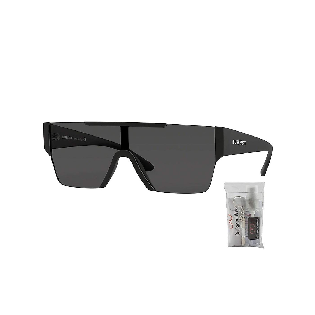 BE4291 346487 38MM Matte Black/Grey Rectangular Sunglasses for Men+ BUNDLE With Designer iWear Eyewear Kit