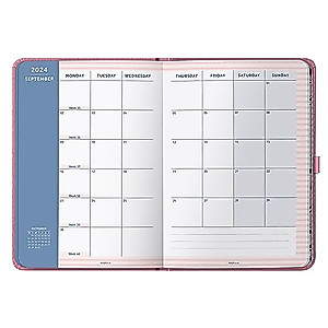 Busy B A5 To Do Diary January to December 2024 - Pink - Faux Leather Week to View Diary with Notes, Tear-Out Lists & Pockets