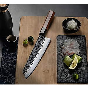 9 Inch Kiritsuke Japanese Chef Knife, Ultra-Sharp Carbon Stainless Steel Professional Cooking Kitchen Knife | Meat Slicing, Vegetable and Sushi Knife