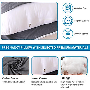 Victostar Pregnancy Pillow,57 inches U Shaped Maternity Pillow with Removable Cover Full Body Pillow Support for Back, HIPS, Legs, Belly (Black Gray)