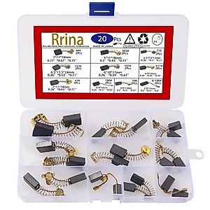 Rrina 20Pcs Electric Motor Carbon Brushes 10 Different Sizes for Replacement Repair Power Tool Part