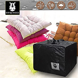 Orqihod Large Patio Furniture Seat Cushions Storage Bag 420D Heavy Duty Waterproof Outdoor Cushion Cover Carrying Bag Square with Zipper, 32 x32 x24IN, Black