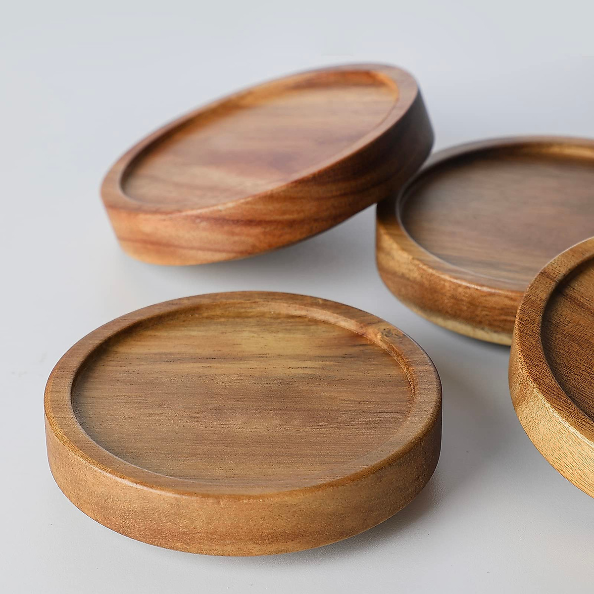 Homtop Glass Storage Containers Set of 4, 15 FL OZ High Borosilicate Glass Jars Kitchen Food Canisters with Acacia Wood Lids for Coffee Beans/Sugar/Tea/Nuts