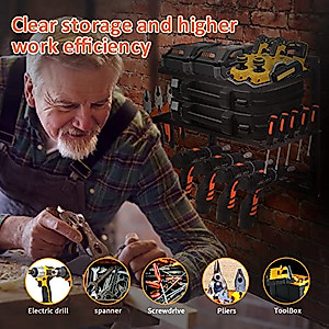 QUKEEO Power Tool Organizer,Power Tool Organizer Wall Mount & Drill Holder Wall Mount Garage Storage Rack,Open design, ideal for hand-held and power tool storage.(Black)